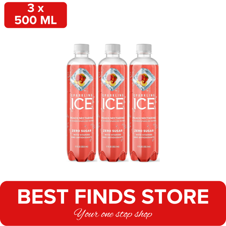 Sparkling Ice, Peach Nectarine Sparkling Water, Zero Sugar 500 ML - Pack of 3 | Lazada PH