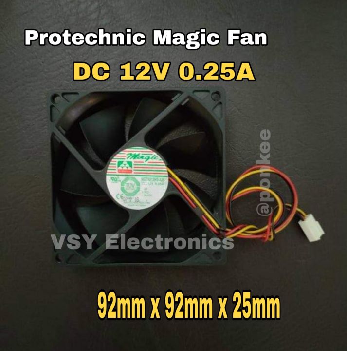 Original Protechnic Magic DC 12v 0.25a Square Fan 92mm x 92mm x 25mm Cooling Fan Blower Computer ...