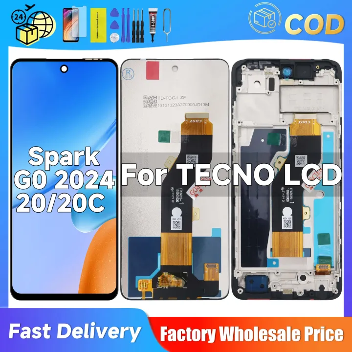 Tecno Spark Go 2024 BG6 Spark 20 20C KJ5 BG7 LCD Display Touchscreen Digitizer Panel Original ...