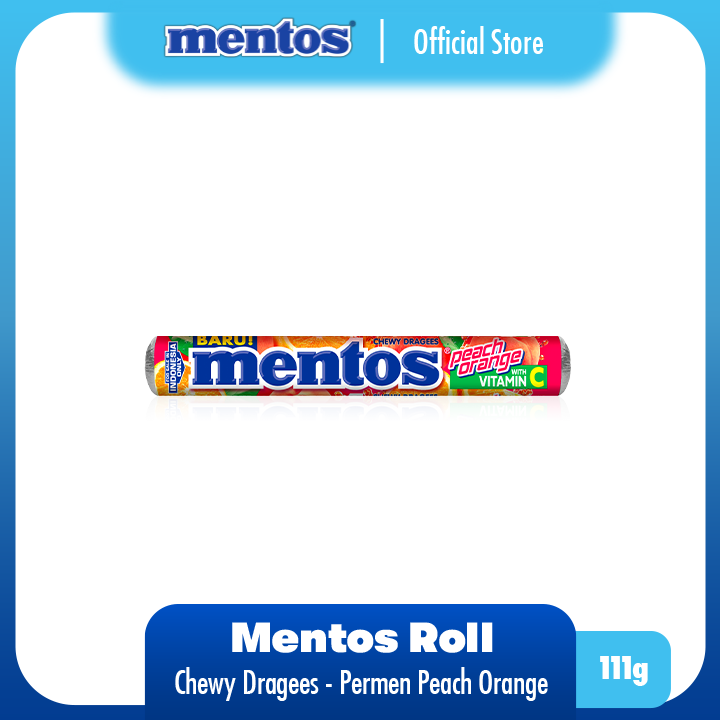 Mentos Chewy Dragees Peach Orange 37g - Permen Mint Rasa Jeruk Peach ...