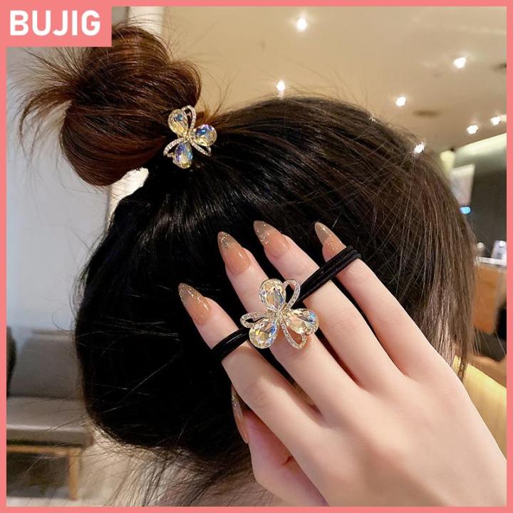 BUJIG เชือกผูกผมทำจากแก้วอัลลอยด์แฟชั่นใหม่สไตล์เกาหลีสำหรับเด็กผู้หญิง ...