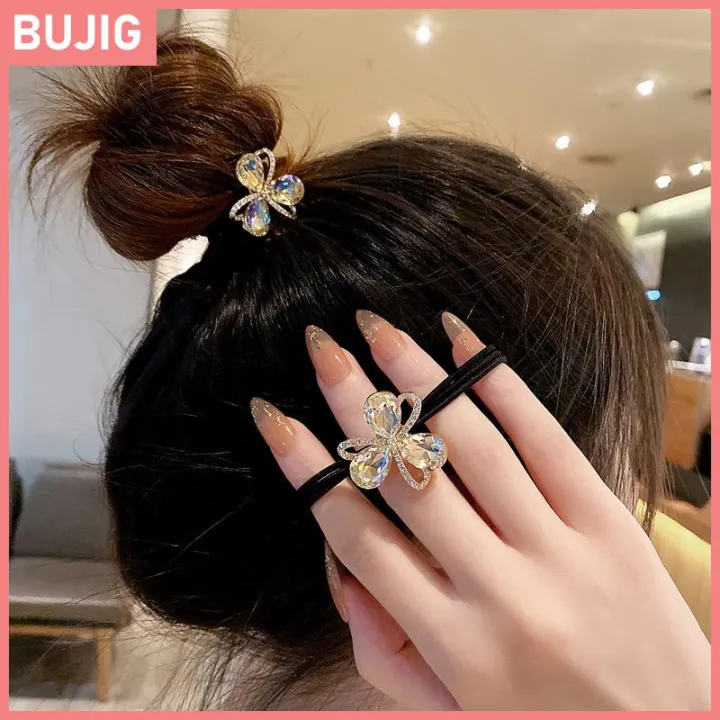 BUJIG เชือกผูกผมทำจากแก้วอัลลอยด์แฟชั่นใหม่สไตล์เกาหลีสำหรับเด็กผู้หญิง ...