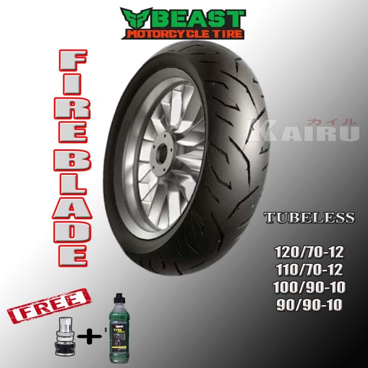90/90-10 TL ORIGINAL BEAST MOTORCYCLE TIRE "BEAST FIRE BLADE" 90/90 ...