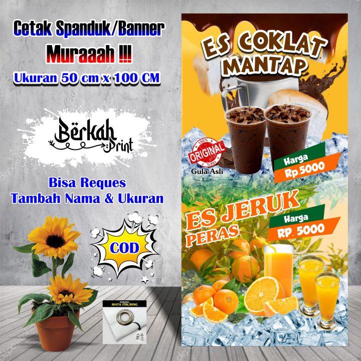 Spanduk Banner Es Coklat & Es Jeruk Ukuran 50 cm x 100 cm | Lazada ...