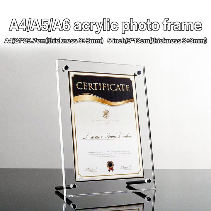 A4/5inch Acrylic Photo Frame Poster Display Stand Certificate Document ...