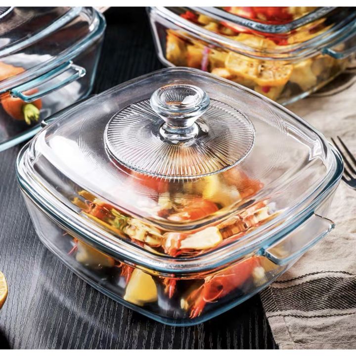 【LXO】Heat Resistant Glass Pot With Glass Lid Large Soup Bowl ...