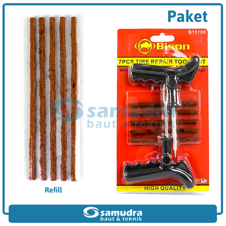 Paket 2 Set Alat Tambal Ban Tubles BISON & Refill Lem Cacing Karet ...