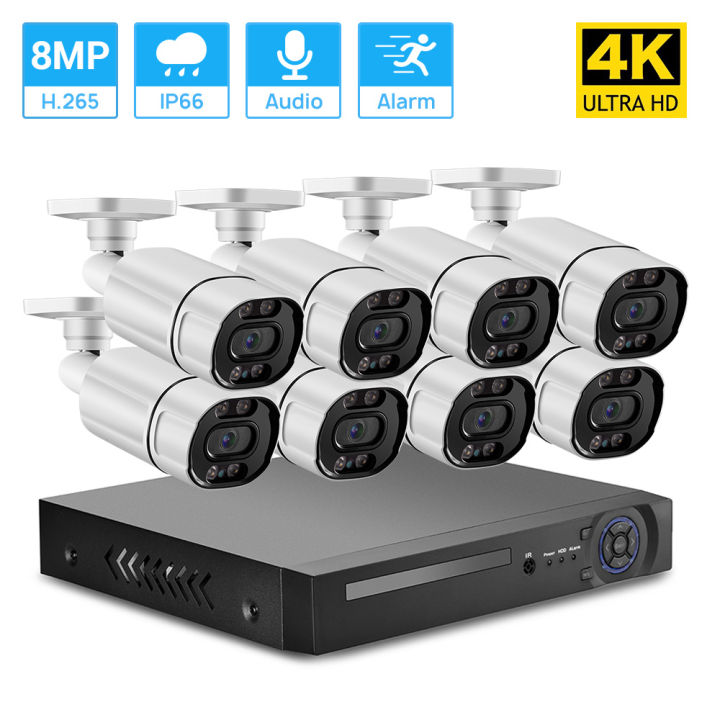 Hamrol 8CH 4K 8MP H.265 POE Security Camera System Two Way Audio P2P ...