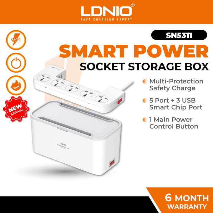 LDNIO SN5311 Smart Power Socket Storage Box with multi-protection | Lazada