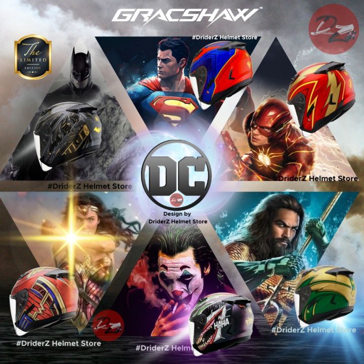 Gracshaw Gennex G535 DC Helmet Limited Edition Superman Batman Aquaman ... Gracshaw Gennex G535 DC Helmet Limited Edition Superman Batman Aquaman ...