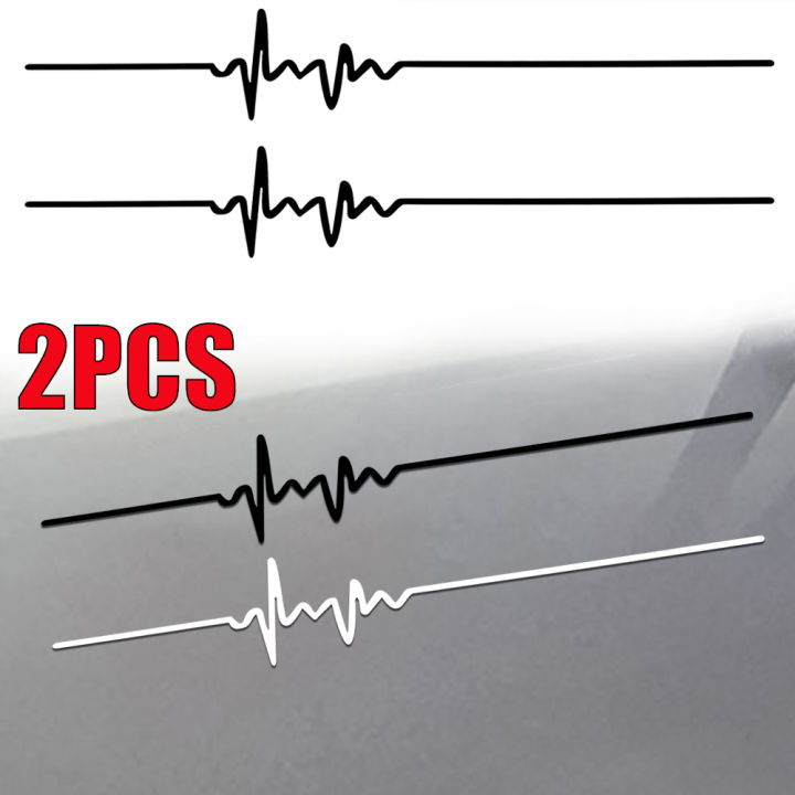 2PCS Simple Electrocardiogram Car Sticker Colorfast Vinyl Line Exterior ...