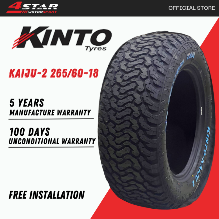 [INSTALLATION] KINTO TYRES KAIJU-2 265/60-18 (1-30 days delivery) | Lazada
