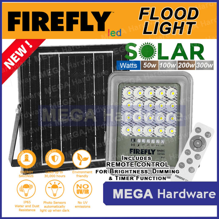 Firefly Solar LED Floodlight with Timer Brightness Remote Control | 50W ...