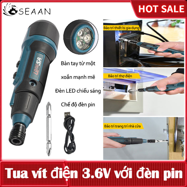 3.6V 2Nm Tua Vít Điện Có Đèn Pin Vít Tháo Lắp Mini Tua Vít Pin Lithium ...