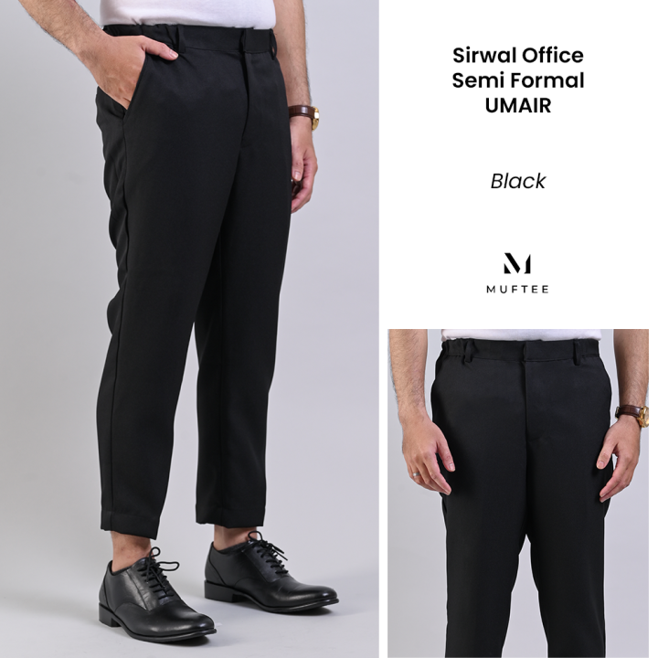 Muftee Umair Celana Sirwal Pria Kantor Semi Formal Stretch Warna Navy ...