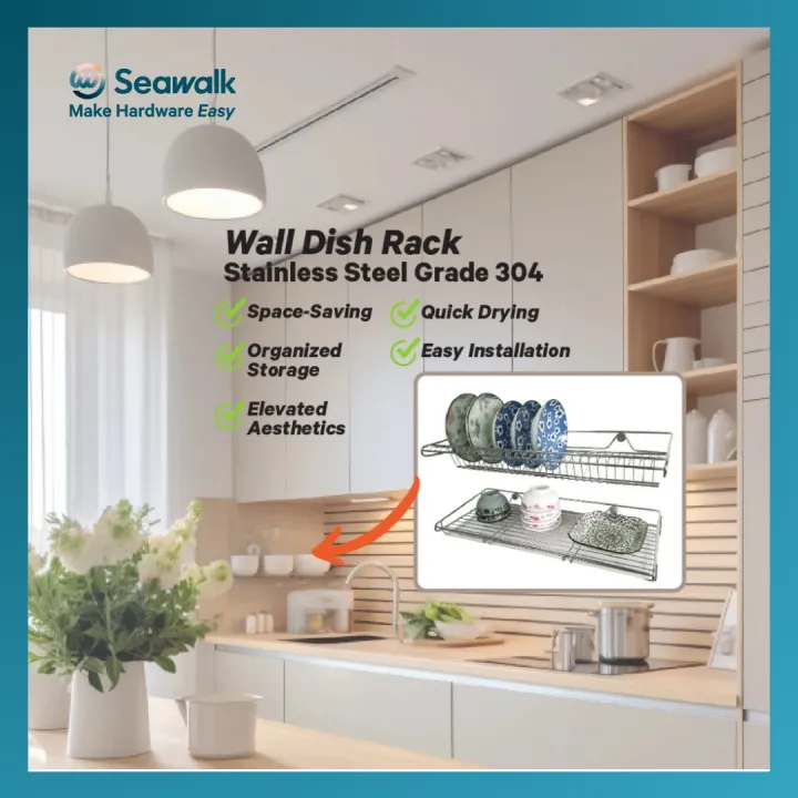 Stainless Steel 304 Dish Drainer/ Wall Mounted Dish Rack | Lazada Singapore