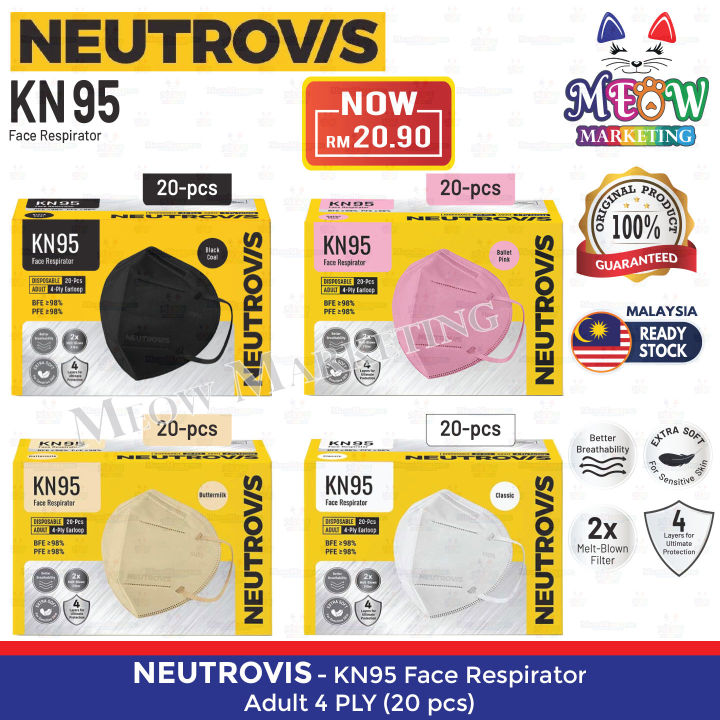 Neutrovis KN95 Face Respirator 4 PLY 20s - Adult Face Mask | Lazada