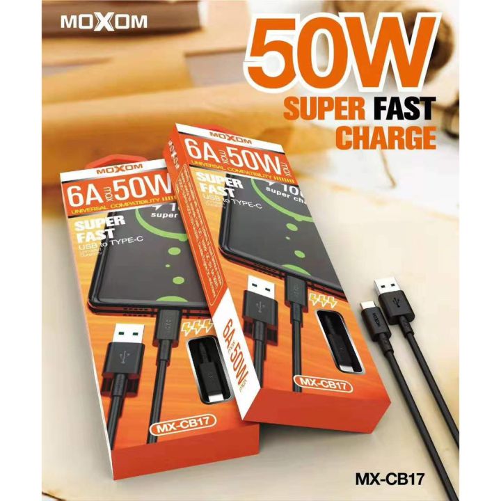 Moxom MX-CB17 6A 50W Super Fast Charging Data Cable USB Type-C 1Meter | Lazada