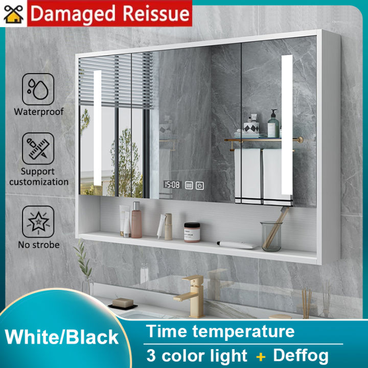 Solid wood intelligent bathroom mirror cabinet minimalist bathroom ...