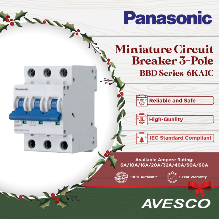 Panasonic Miniature Circuit Breaker BDD Series, 3-Pole, 6kAIC | Lazada PH