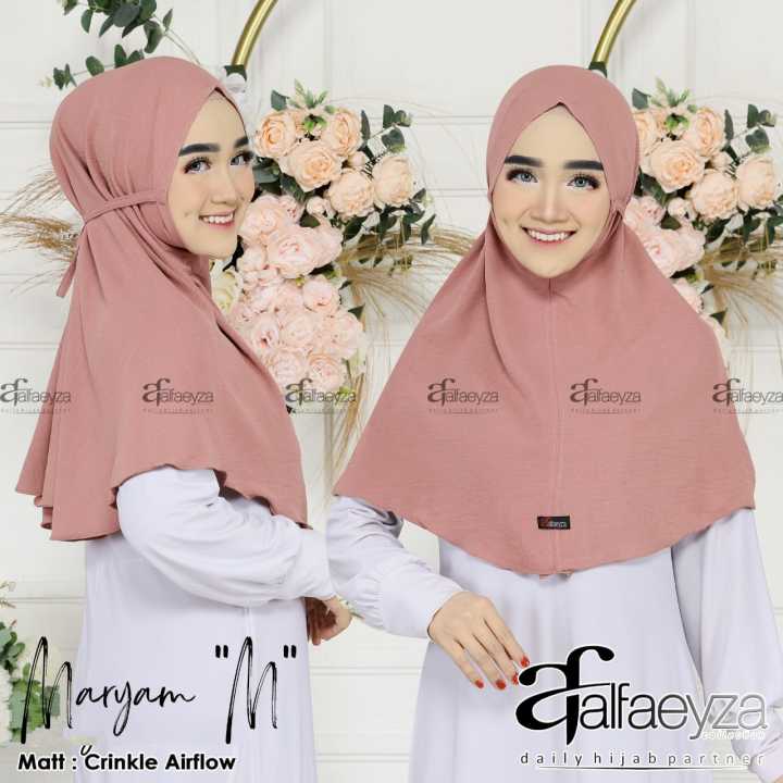 Hijab Kerudung bergo maryam crinkle airflow Premium non ped M | Lazada Indonesia
