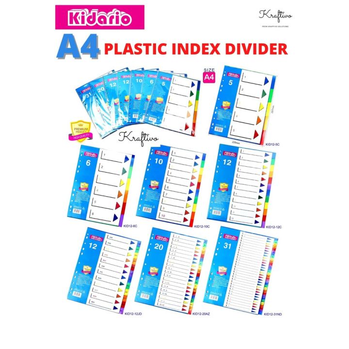 A4 KIDARIO 11 HOLES PP PLASTIC INDEX DIVIDER SUITABLE FOR RING FILE ...