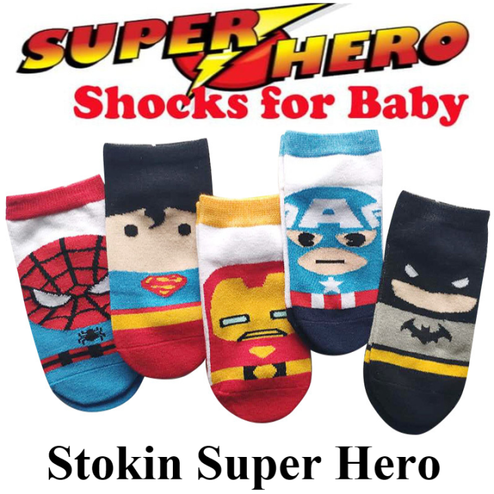 Stokin Budak Pendek Super Hero Socks Marvel DC Hero Ankle Sock Kids ...