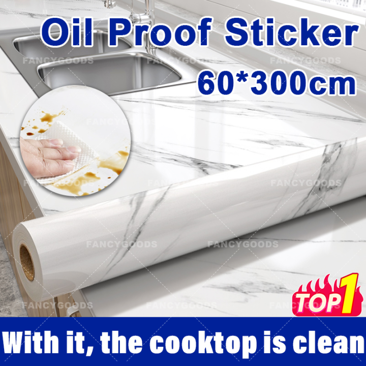 PVC 60cm*200/300cm Kitchen marble adhesive Oil Proof Stickers ...