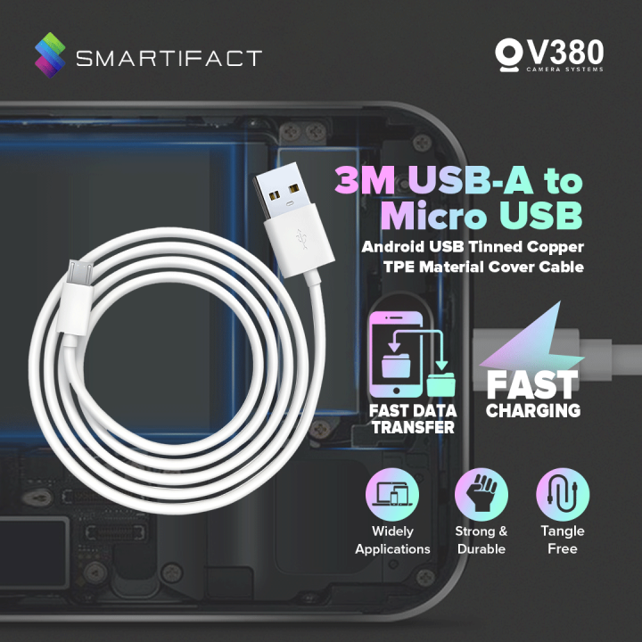 V380 Camera Micro USB Power Corxtension Cable Android Micro USB Fast ...