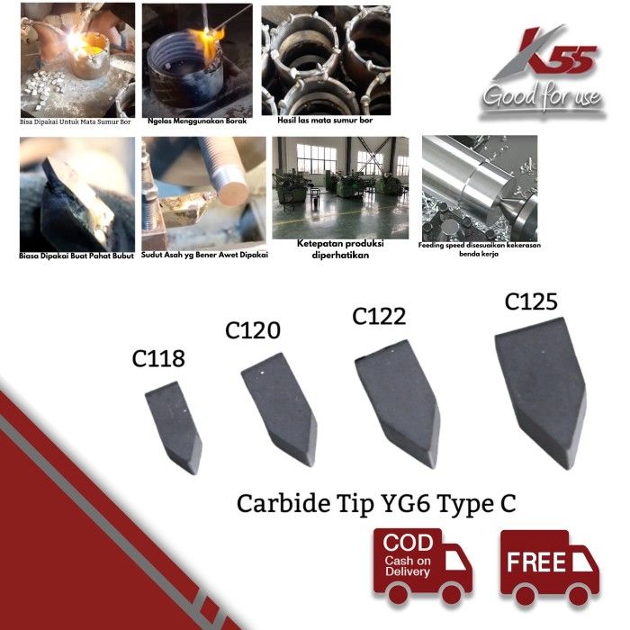 K55 Mata Widia Tipe C Pahat Bubut Milling Bor - CARBIDE TIP C TYPE ...