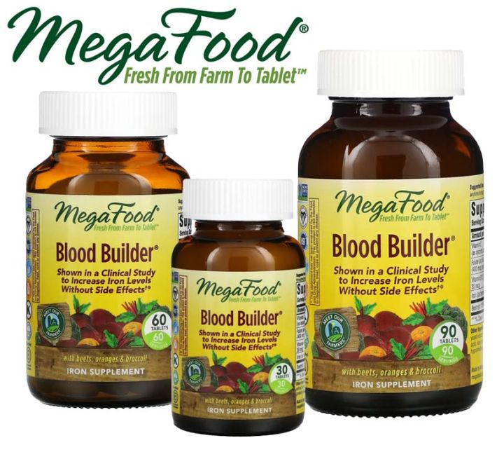 MegaFood Blood Builder Energy Support with Iron Vitamin B12 and Folic ...
