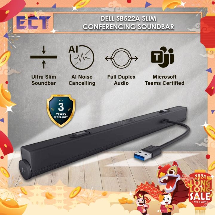 Dell SB522A Slim Conferencing Soundbar with the world’s most Intelligent Microsoft Teams ...