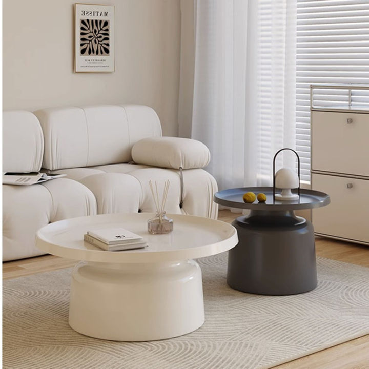 Nordic living room wrought iron coffee table small round modern simple ...