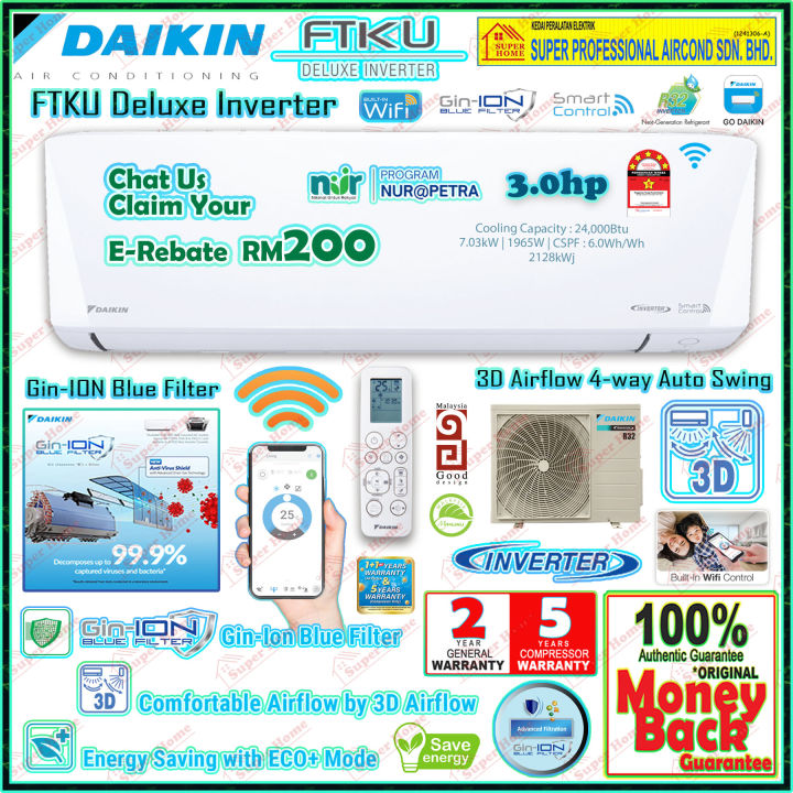 Program NUR Daikin Deluxe Inverter Aircon FTKU Series FTKU71BV1MF ...