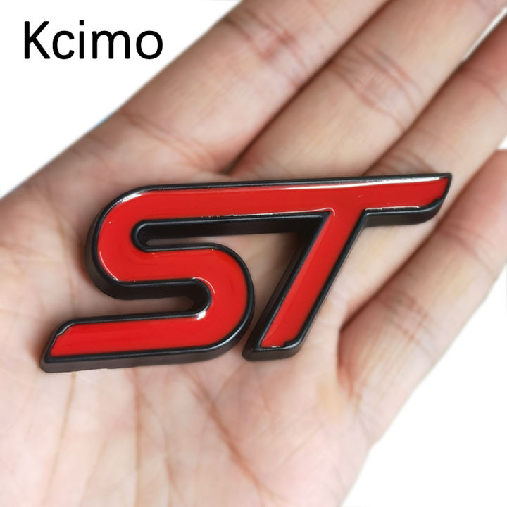 Metal Red Blue ST Front Grille Sticker Car Head Grill Emblem Badge ...