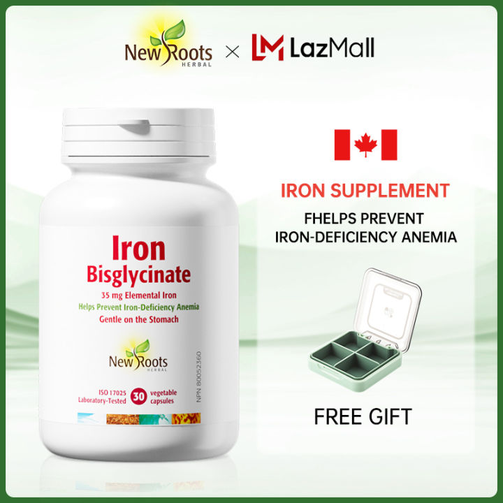 New Roots Herbal Iron Bisglycinate Supplement Helps Prevent Iron ...
