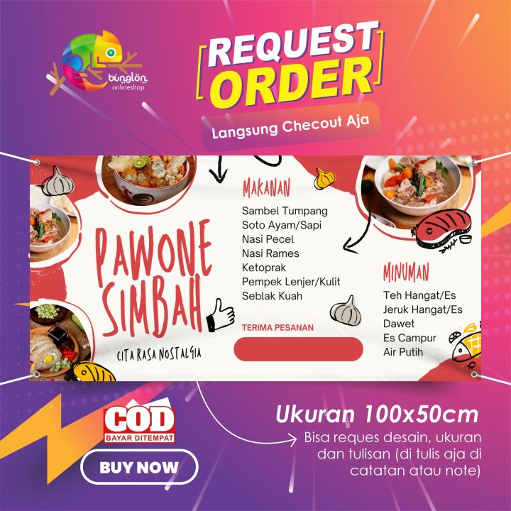 Spanduk Banner Warung UMKM Organik Ilustratif Merah Krem | Lazada Indonesia