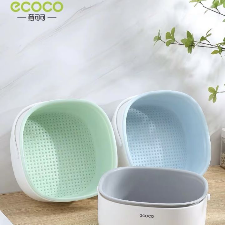 Ecoco กะละมังล้างผลไม้ ตะกร้าล้างผัก 2in 1 กะละมังพลาสติก มี3สีให้เลือก E2025 | Lazada.co.th