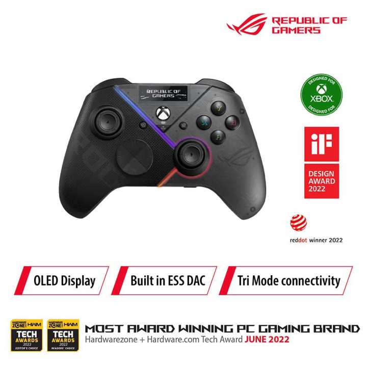 ROG GD300X Raikiri Pro PC Controller features an OLED display, four ...
