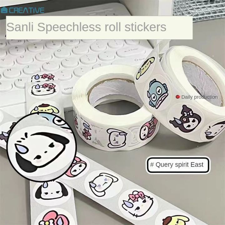 YILQQPER 500Pcs/Roll Sanrio Sticker Roll Paste Cute Kuromi Pochacco My ...