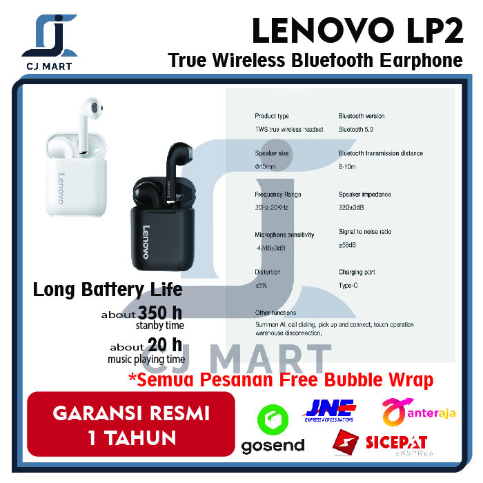 Lenovo LP2 True Wireless Bluetooth Earphone TWS Noise Reduction | Lazada Indonesia