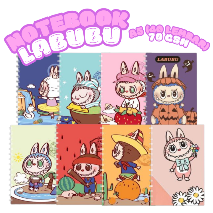 Notebook Spiral Ring Ruled LABUBU Buku Catatan Garis A5 Karakter Lucu ...