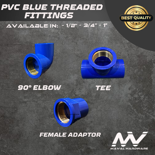 PVC Blue Fittings - (Female Brass Threaded) Coupling, Tee, EIbow; 1/2 ...