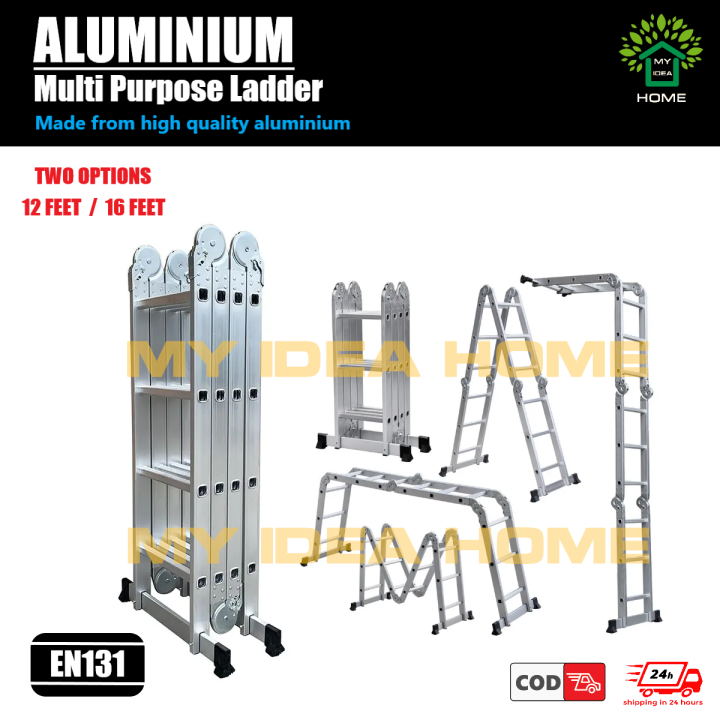 Aluminium Multi Purpose Ladder 12 & 16 FEET Foldable Ladder 4x3,4x4 ...