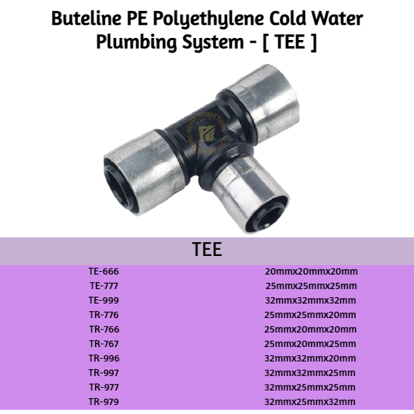 [ TEE ] Buteline PE Polyethylene Cold Water Plumbing System | Lazada