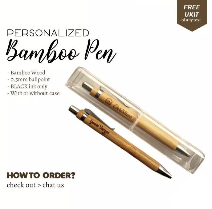 Bamboo Pen with Name -Laser Engraved Black Ink Only | Lazada PH