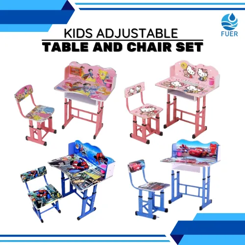 Kids Study Table Set Adjustable Writing Table Study Desk Chair Computer ...