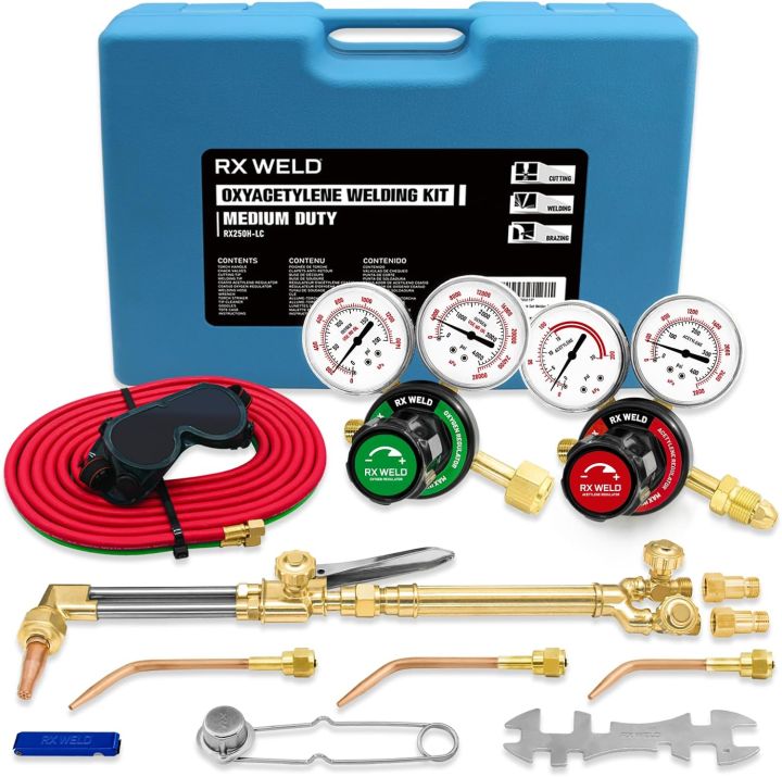RX WELD Oxygen & Acetylene Torch Kit, Gas Cutting Welding Torch Set Brazing Welder Tool Set with ...