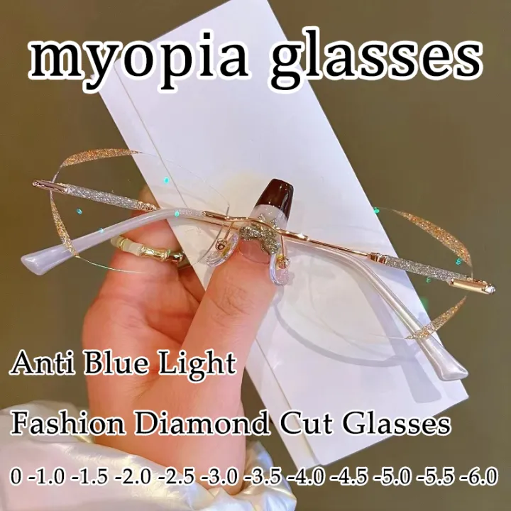 Fashion Starlight Fine Flash Diamond Cut Edge Myopia Glasses For Women ...