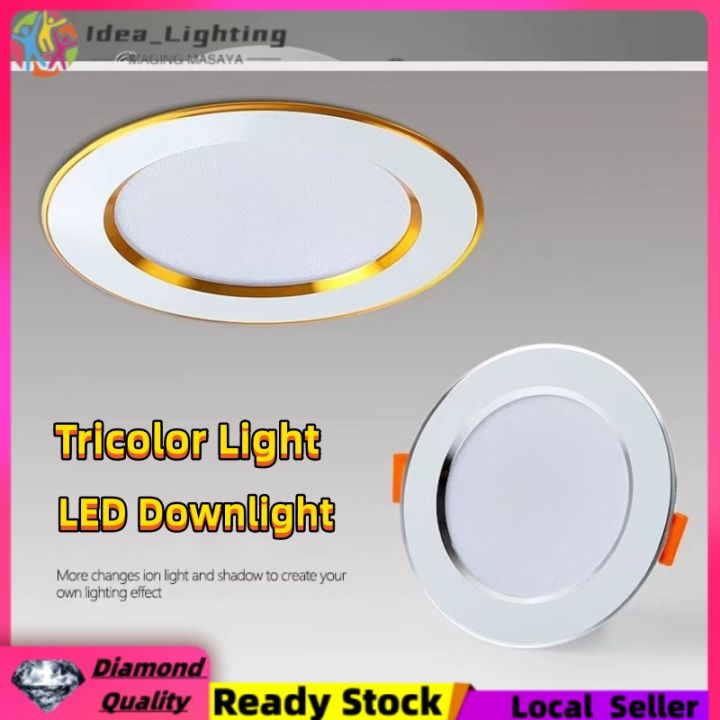 LED Tricolor 5W Round Panel Light Pinlight Ceiling Lamp Recessed Pin ...
